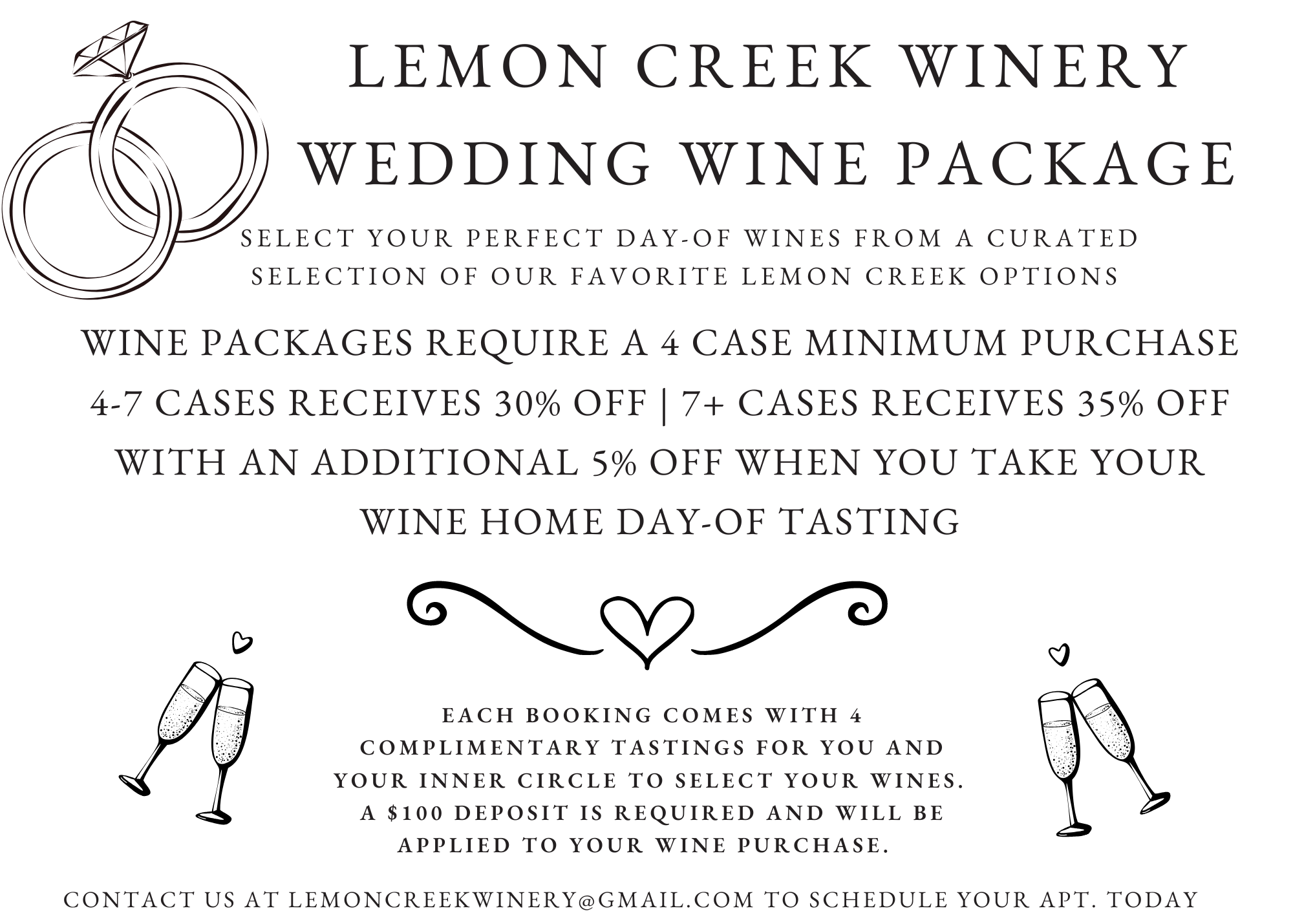 Wedding Wine Packages - Lemon Creek Winery